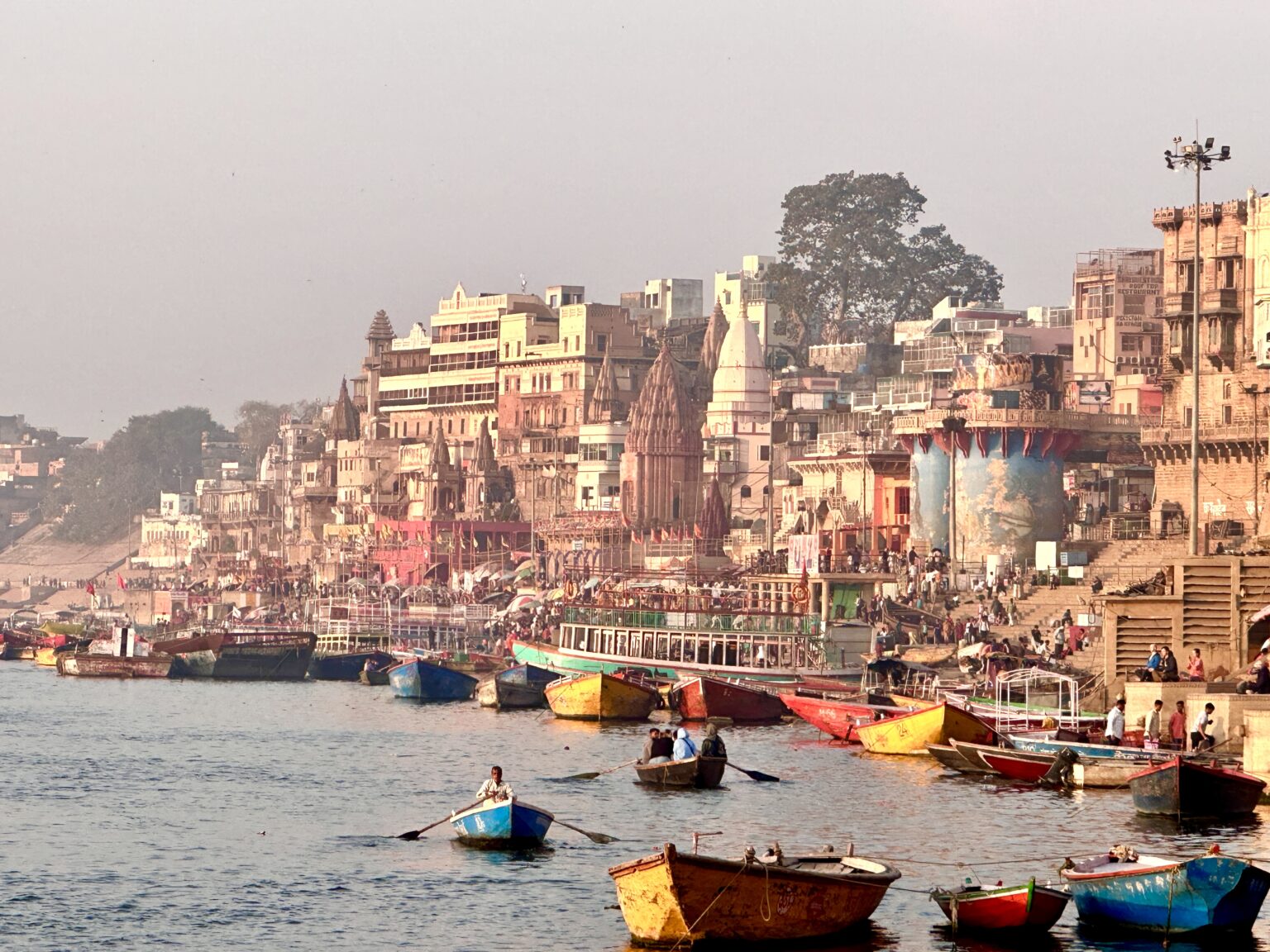 Varanasi, one of the oldes cities in the world, at the Holy River ...